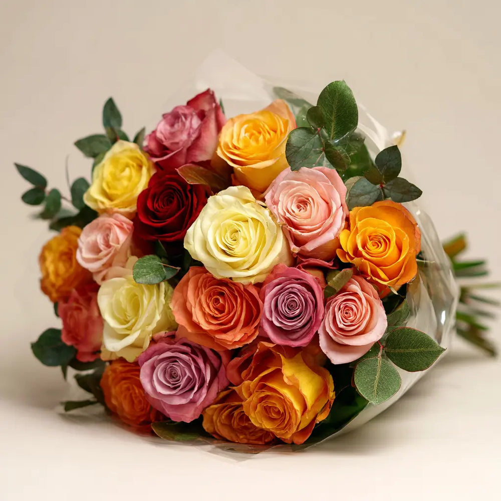 24 Assorted Colour Rose Bouquet - Perfect Floral Gift