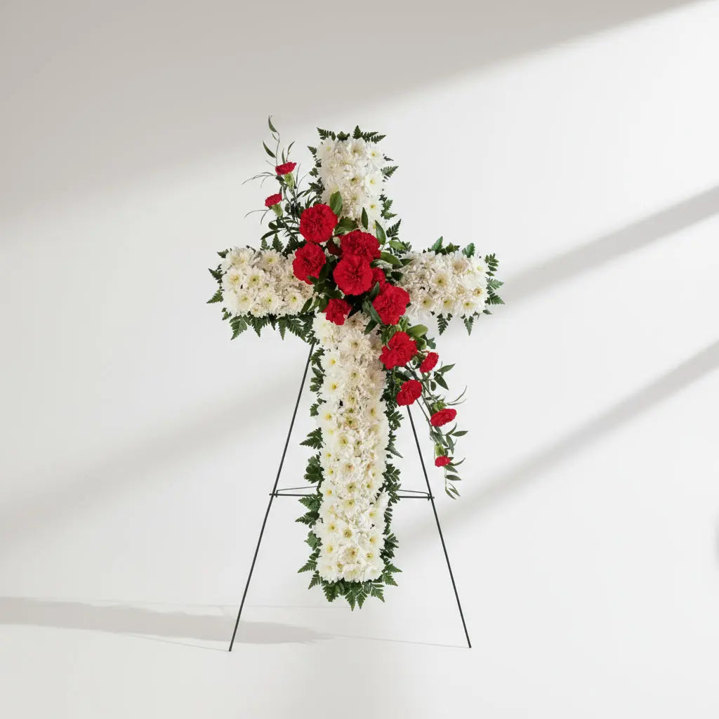 Remember Them Floral Cross Arrangement - Send Blooms